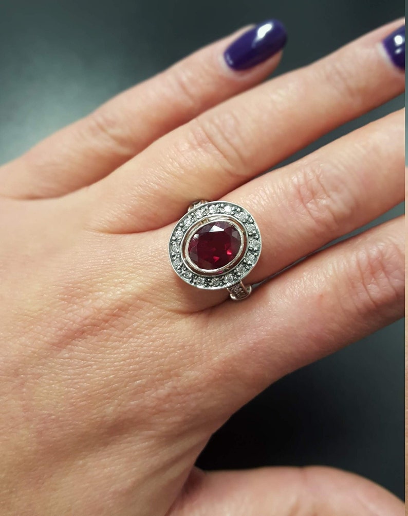 Red Vintage Ring Ruby Ring Created Ruby Red Ruby Ring Red | Etsy UK