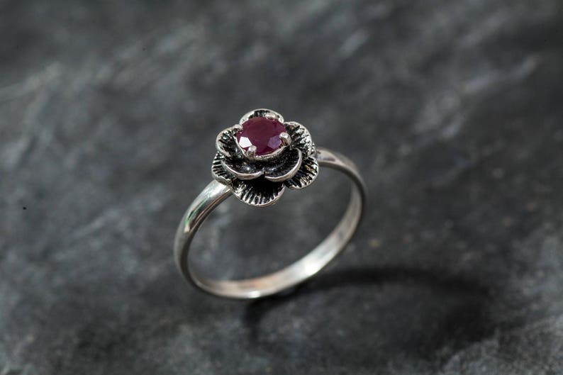 Real Ruby Ring Flower Ring Natural Ruby Vintage Ruby Ring | Etsy