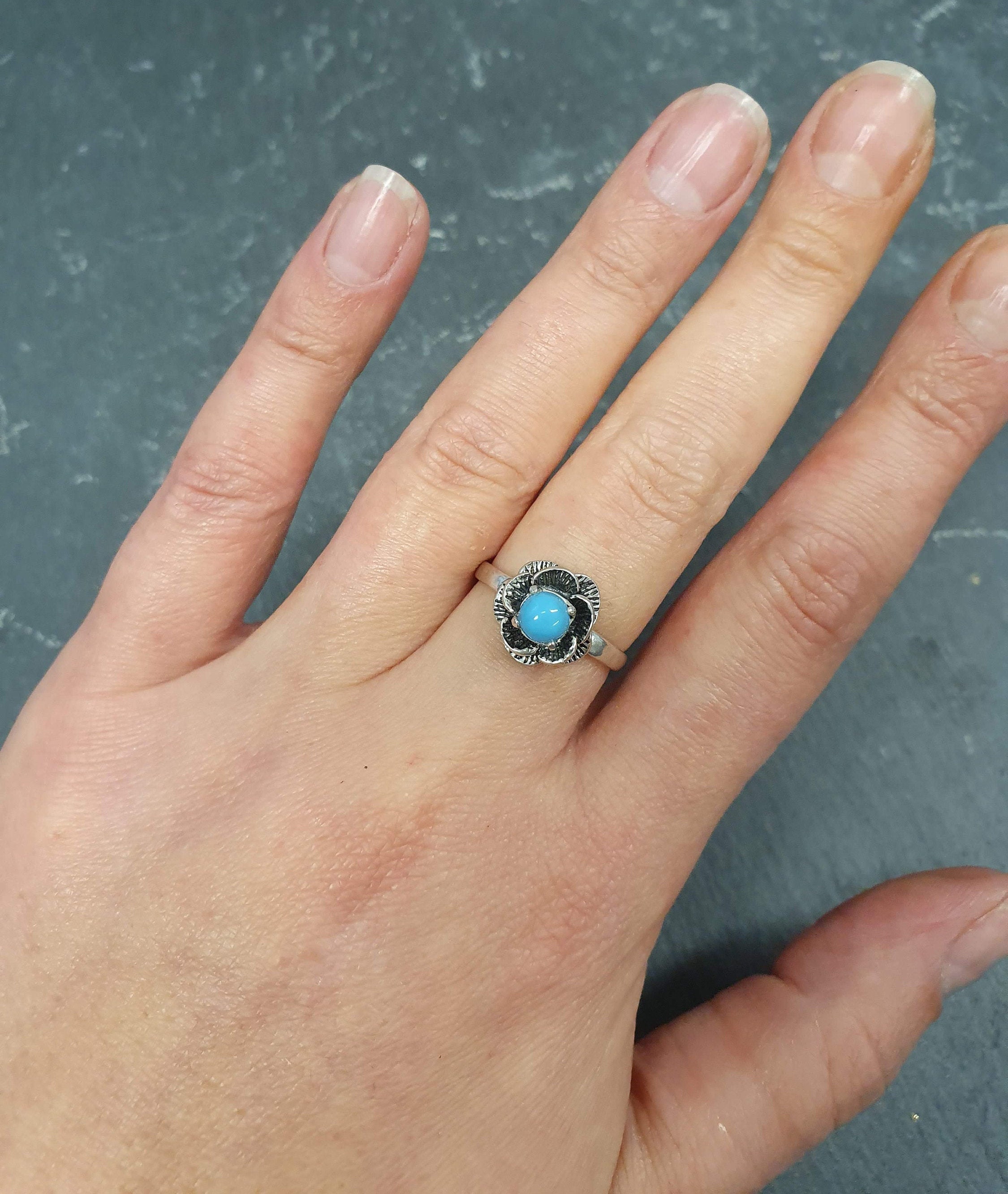 Turquoise Ring Natural Turquoise December Ring Silver | Etsy