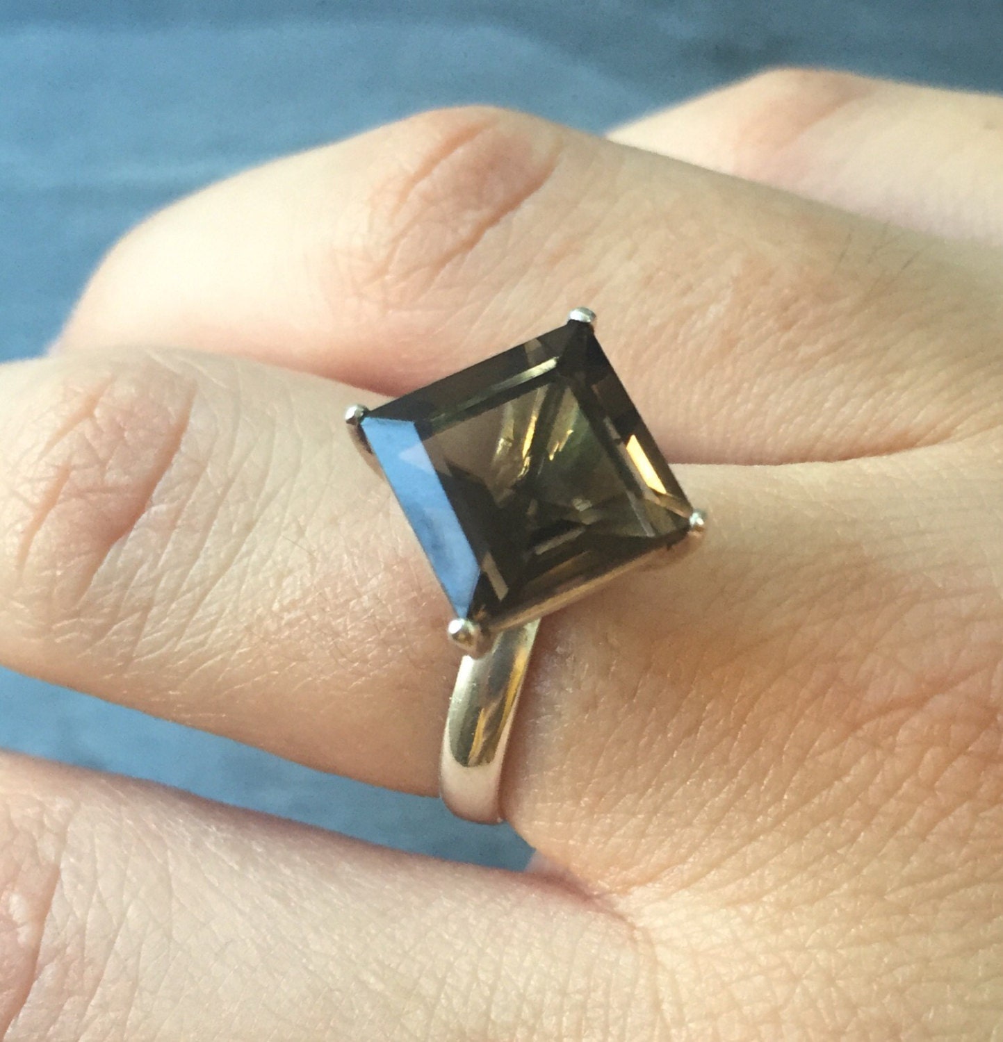 Smoky Topaz Ring Natural Topaz 3 Carat Ring Vintage Ring | Etsy