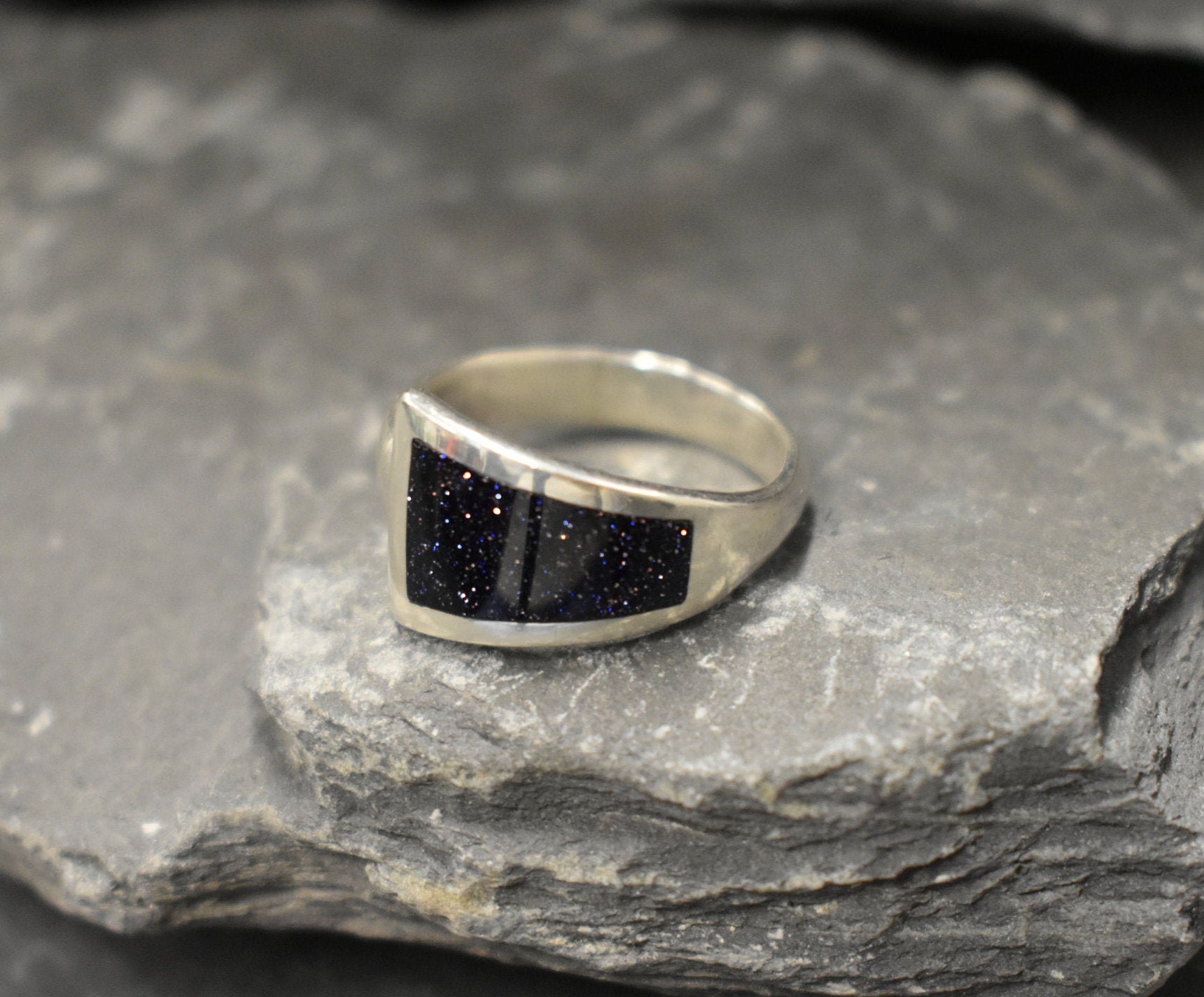 Sandstone Ring Natural Sandstone Asymmetric Ring Dark Blue - Etsy UK