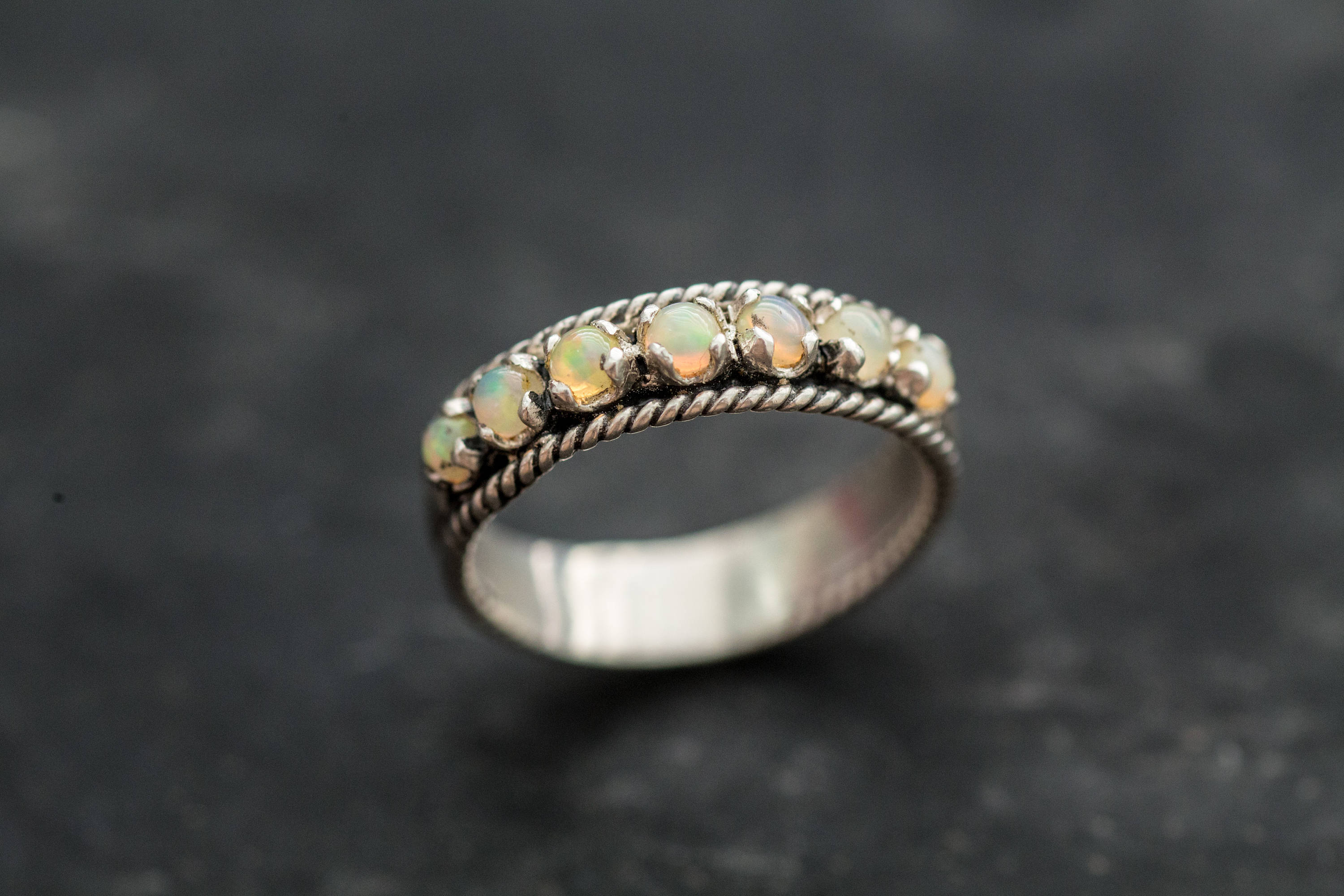 Opal Band Natural Opal Opal Eternity Ring Opal Ring Half - Etsy UK