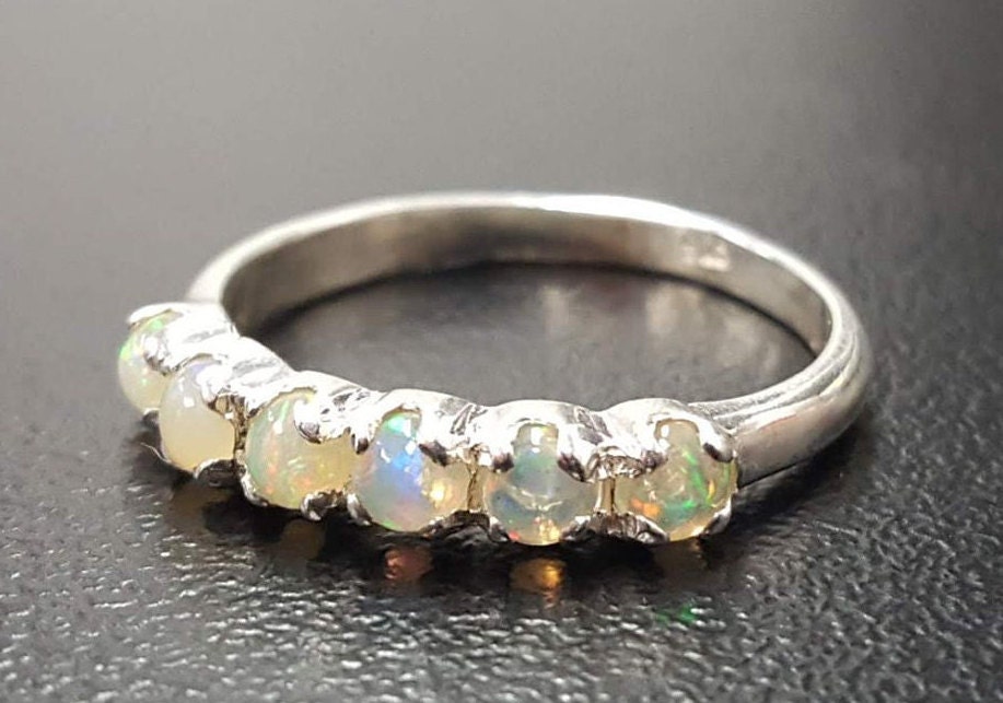 Opal Band Ethiopian Opal Band Natural Opal Ring Half | Etsy UK