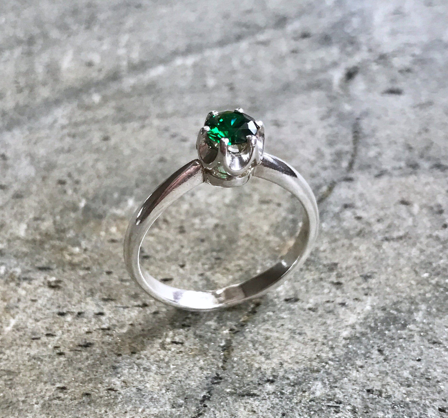 Emerald Ring Emerald Promise Ring Created Emerald | Etsy