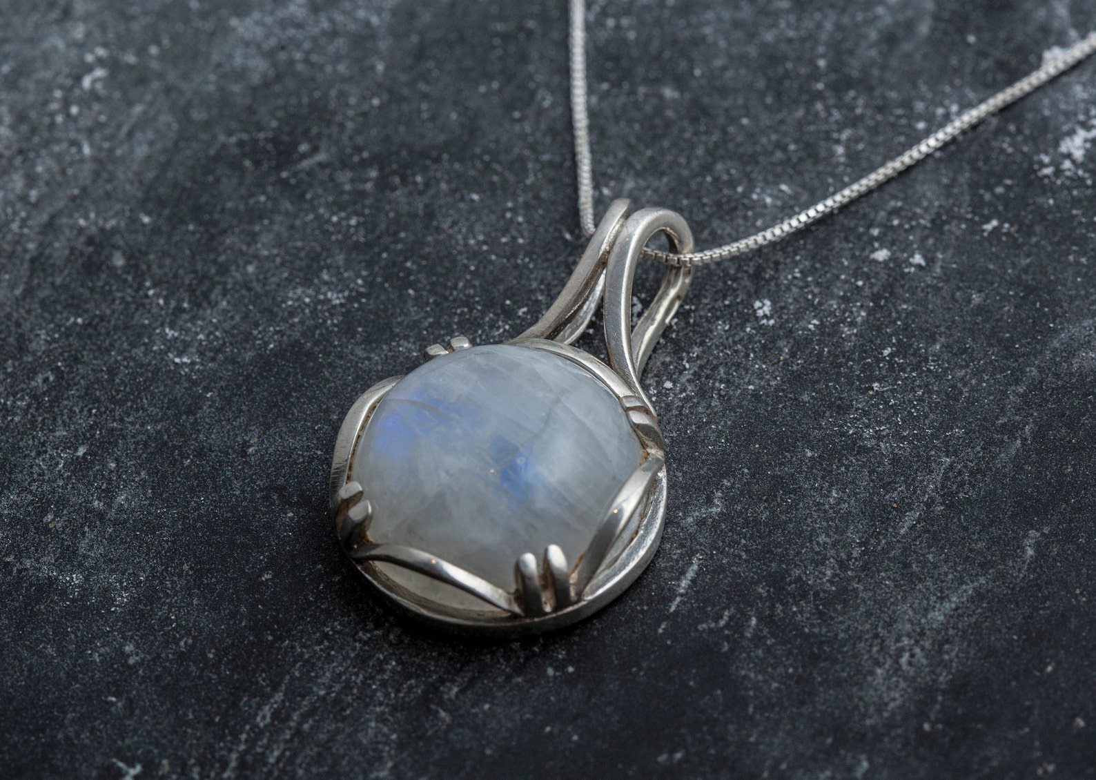 Round Moonstone Pendant Rainbow Moonstone Large Moonstone - Etsy