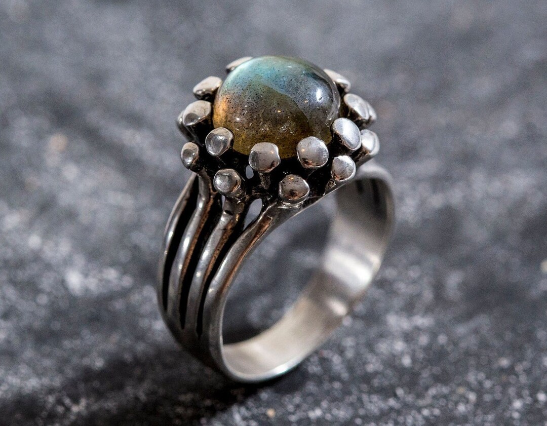 Labradorite Ring, Natural Labradorite, Statement Ring, Green Ring ...
