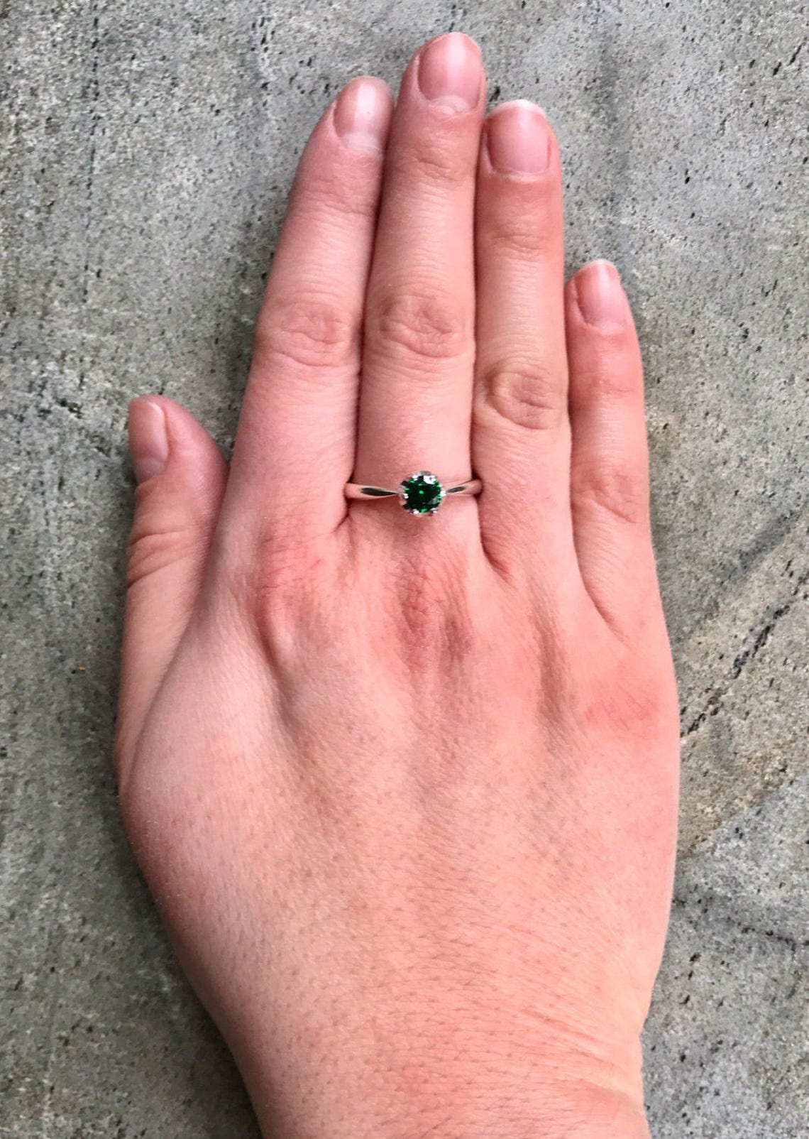 Emerald Ring Emerald Promise Ring Created Emerald | Etsy