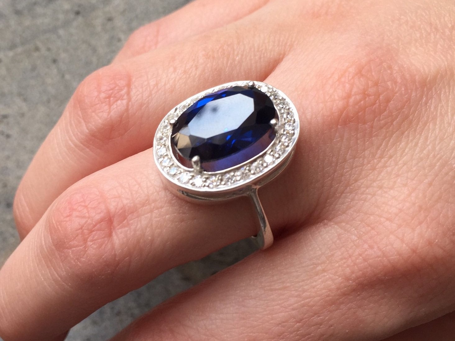 Royal Blue Ring Sapphire Ring Created Sapphire Victorian - Etsy UK