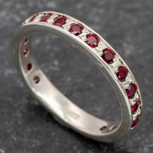 Ruby Band, Stacking Modern Ring, Wedding Band, Created Ruby Ring ...