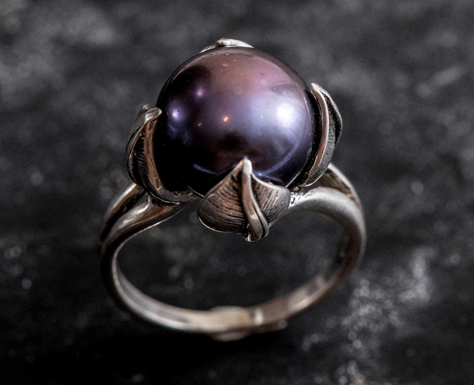 Black Pearl Ring Genuine Pearl Pearl Promise Ring Vintage - Etsy