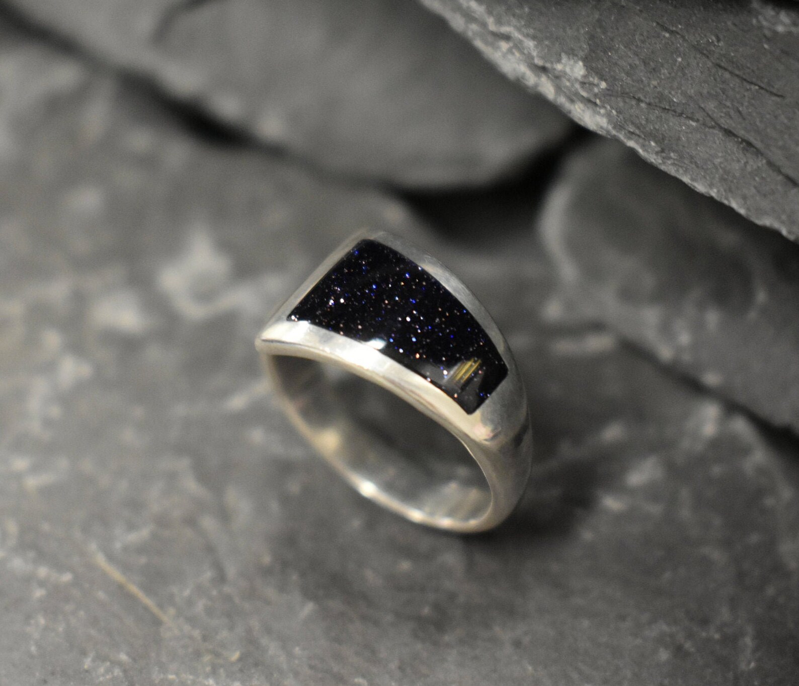 Sandstone Ring Natural Sandstone Asymmetric Ring Dark Blue - Etsy UK