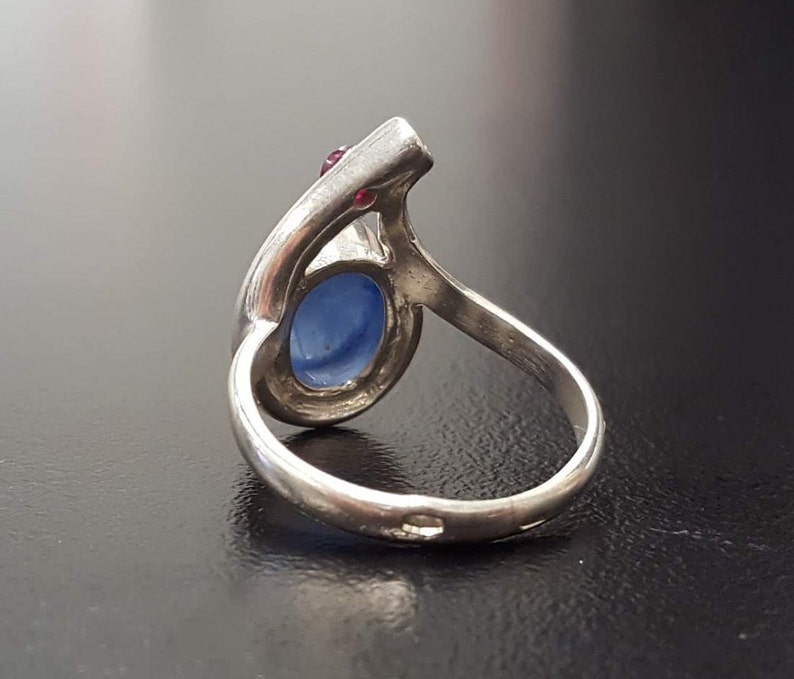 Kyanite Ring Natural Ruby Blue Vintage Ring Multistone | Etsy