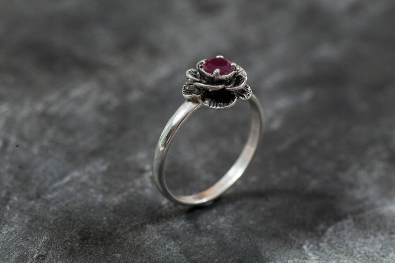 Real Ruby Ring Flower Ring Natural Ruby Vintage Ruby Ring | Etsy