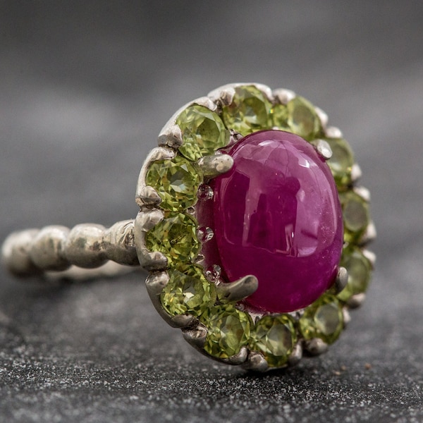 Ruby Peridot Ring - Etsy