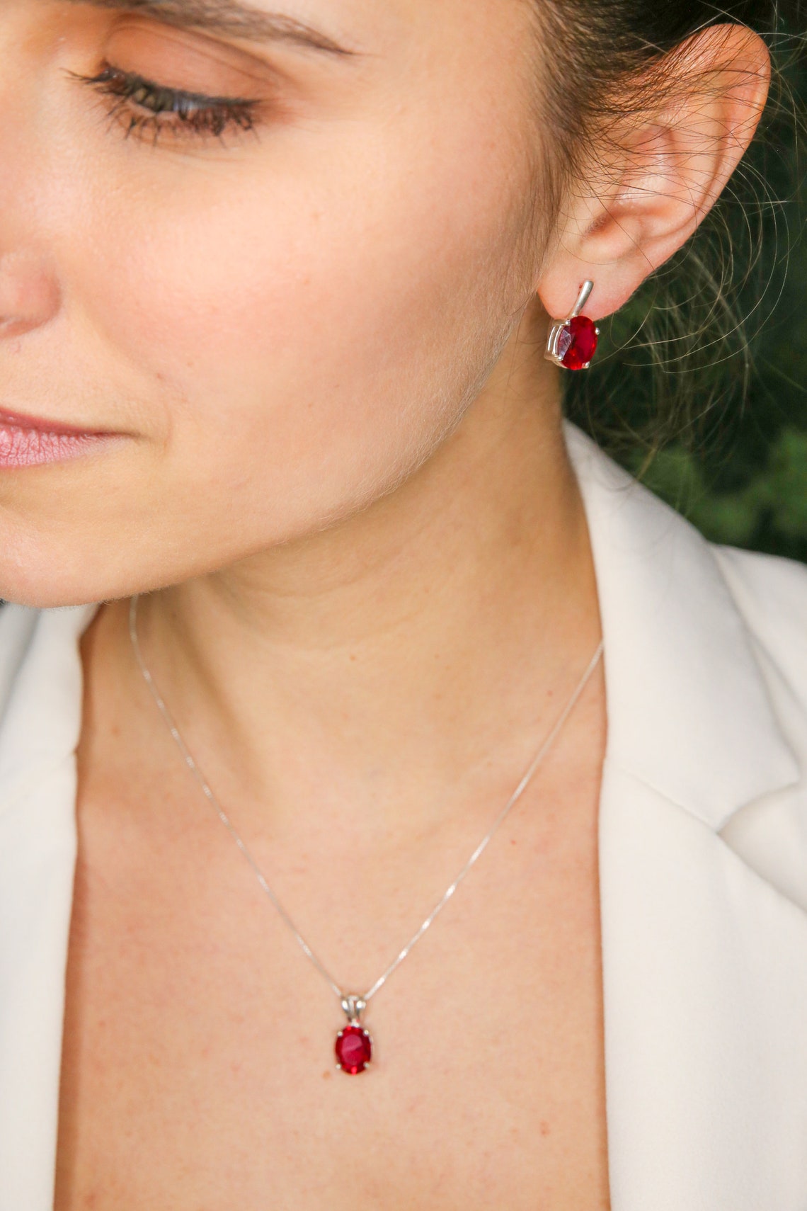 Ruby Earrings Created Ruby Red Oval Earrings Ruby Studs | Etsy