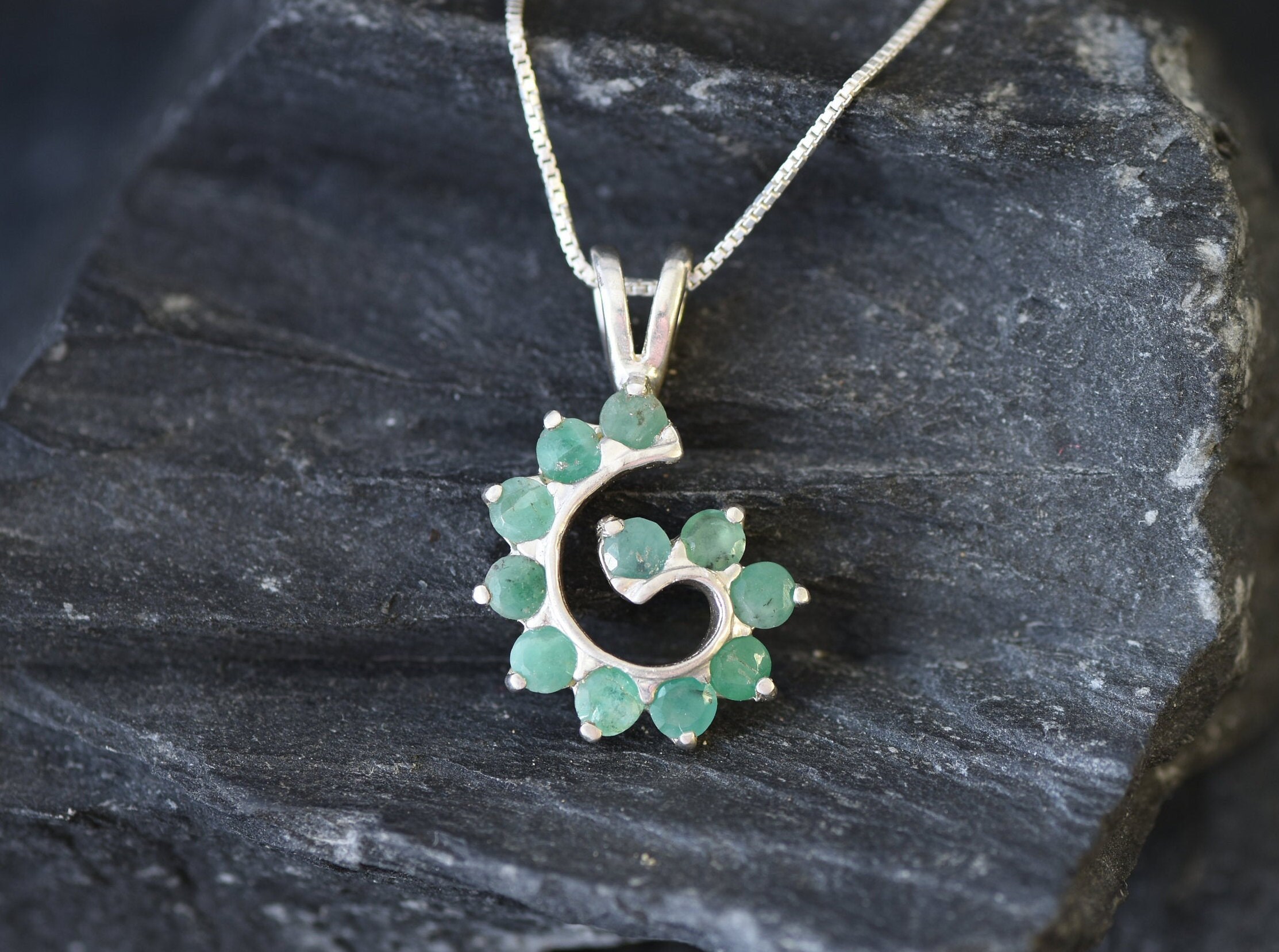 Natural Emerald Pendant Spiral Pendant Genuine Emerald | Etsy