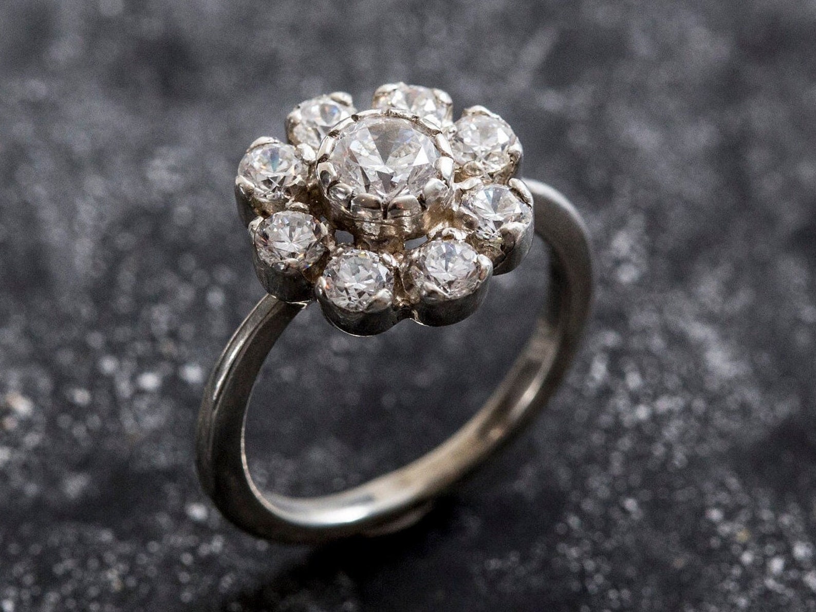 Vintage Engagement Ring Vintage Flower Vintage Diamond Ring - Etsy