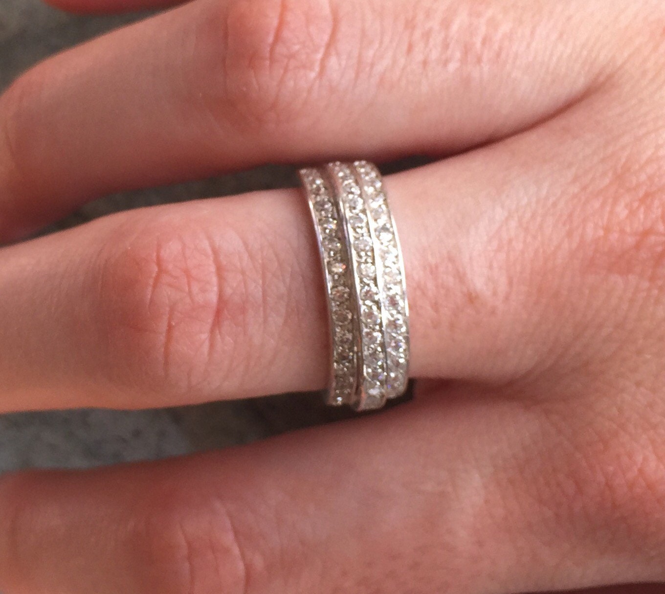 Triple Band Ring Diamond Band CZ Diamonds Triple Band - Etsy UK