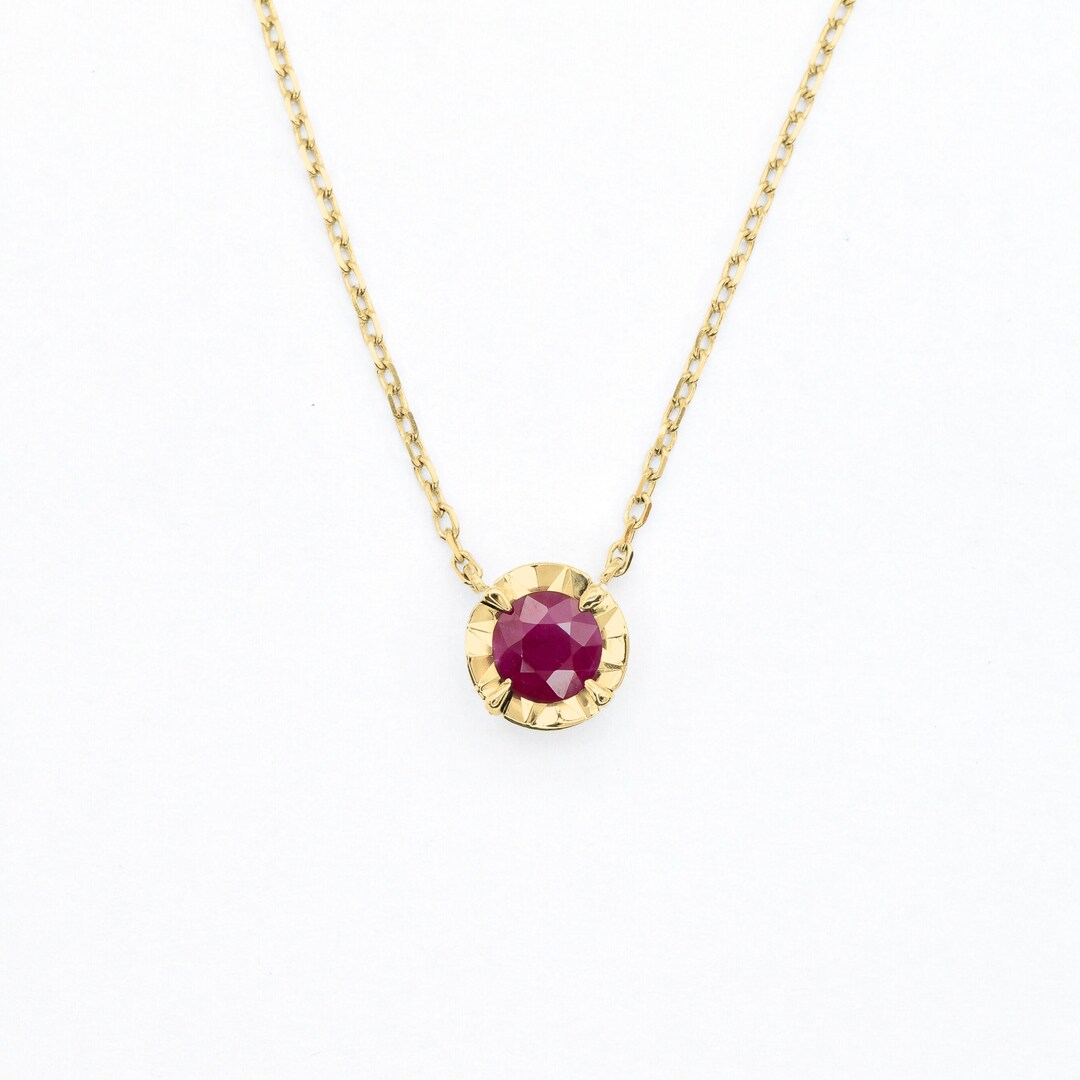 Genuine Ruby Necklace, Solid Gold Ruby Necklace, Certified Ruby ...