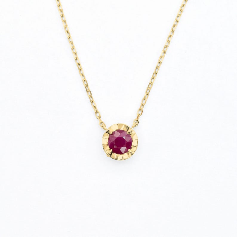 Genuine Ruby Necklace, Solid Gold Ruby Necklace, Certified Ruby ...