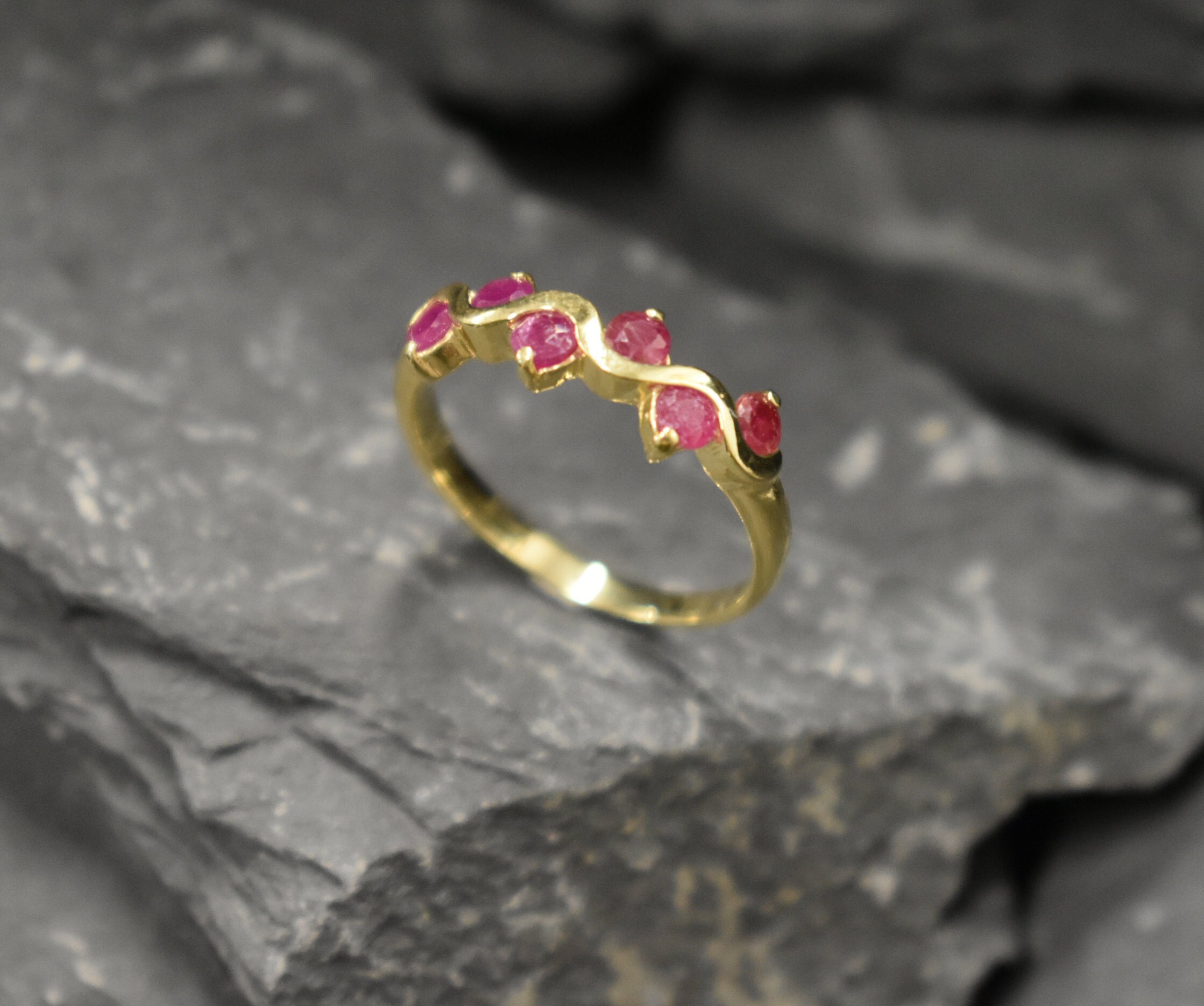 Gold Ruby Ring Ruby Ring July Birthstone Asymmetric Ring | Etsy
