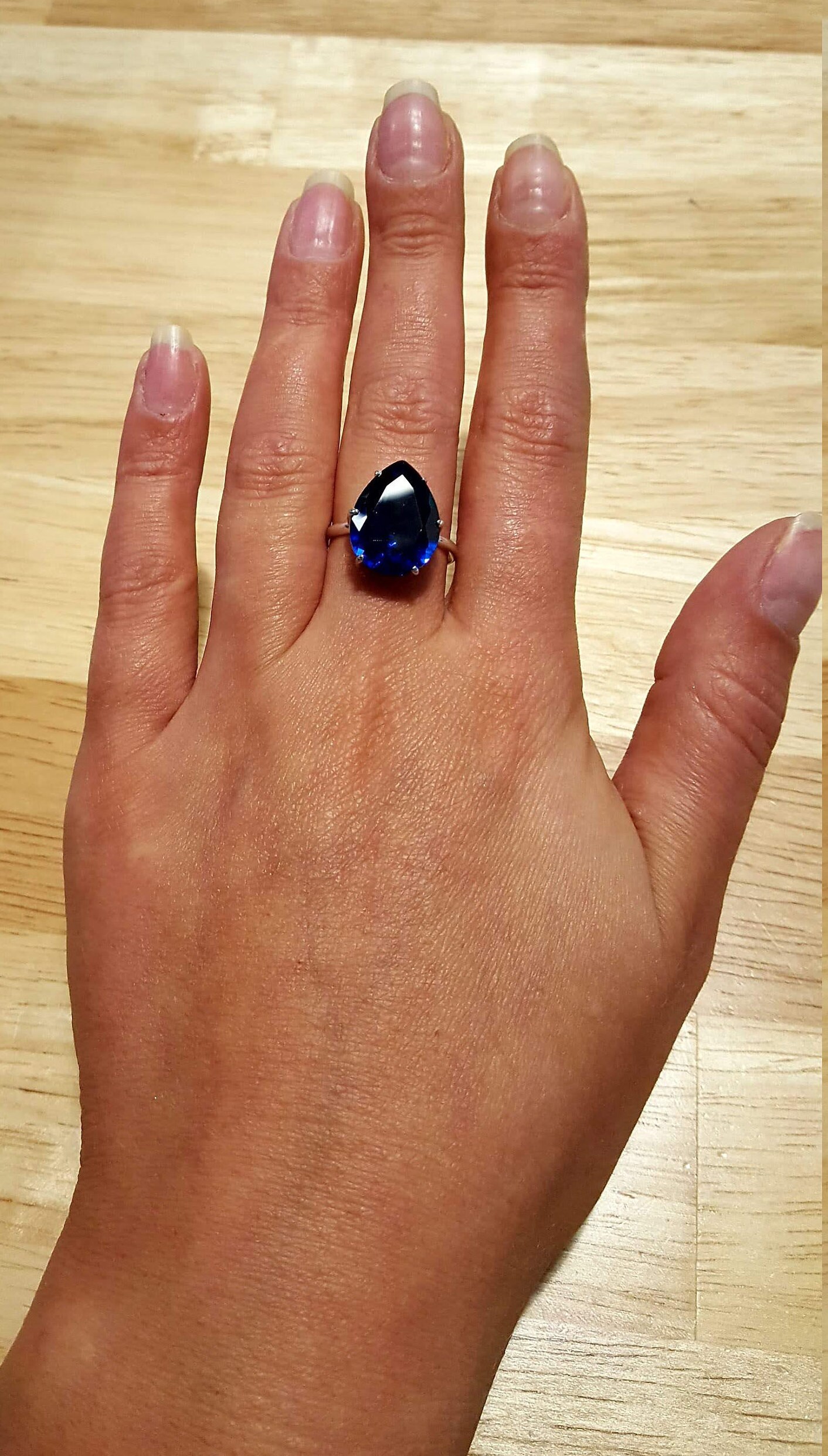 Sapphire Ring Teardrop Ring Created Sapphire Vintage Rings | Etsy