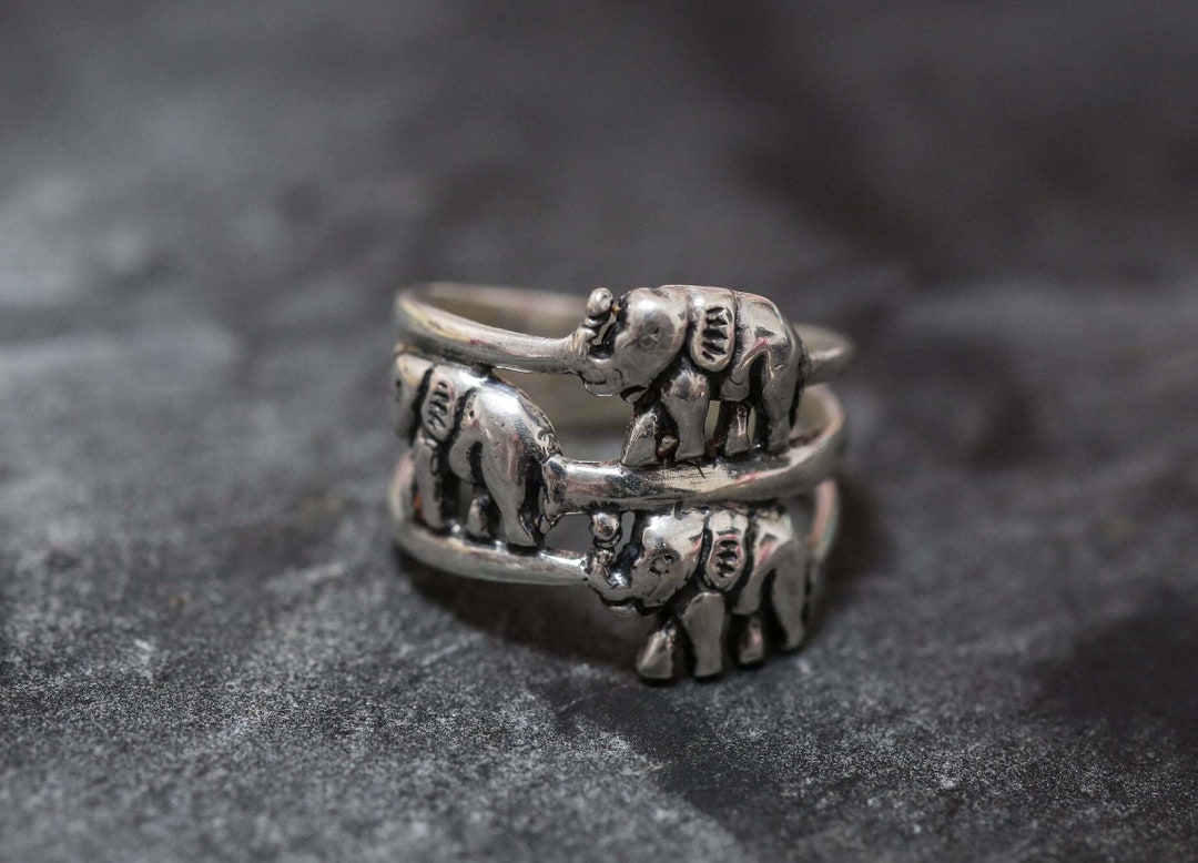 Elephant Ring, Solid Silver Ring, Triple Ring, Sterling Silver Ring ...