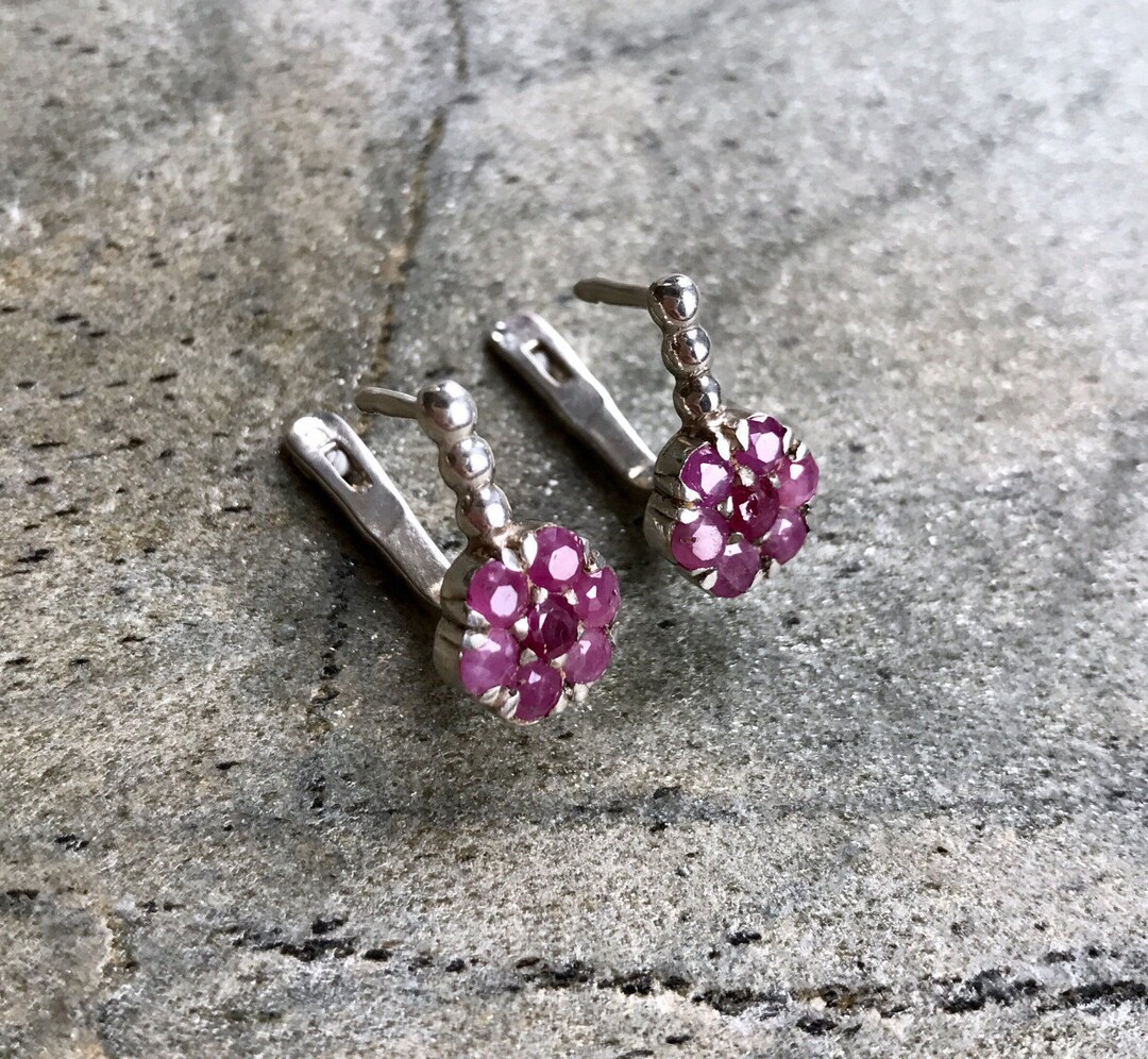 Flower Earrings, Ruby Earrings, Natural Ruby, July Birthstones, July ...