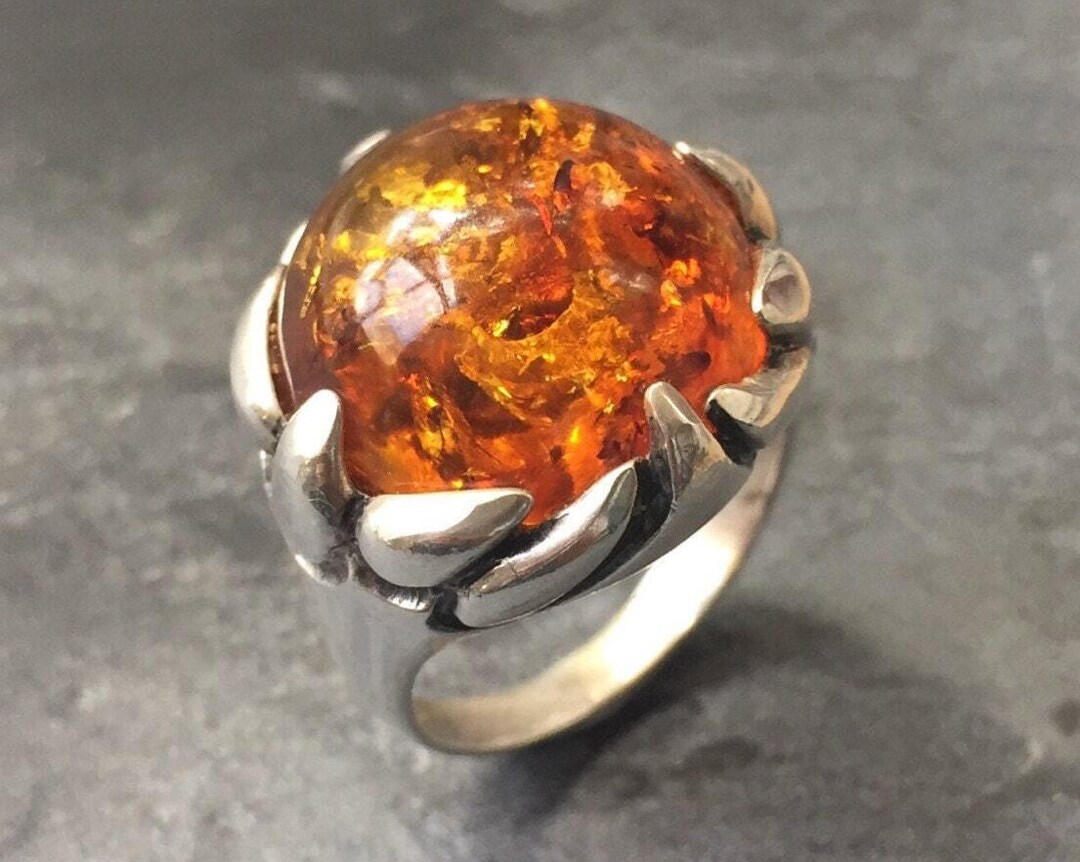 Amber Ring, Natural Amber, Vintage Rings, Antique Rings, Taurus ...
