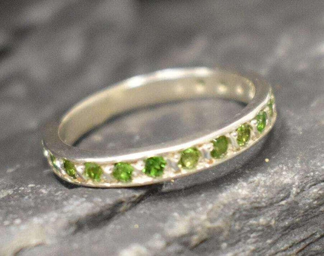Green Eternity Ring, Natural Chrome Diopside Band, Vivid Green Band ...