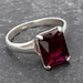 Red Ruby Ring, Created Ruby, Red Square Ring, Emerald Cut Ruby, Red Engagement Ring, Ruby ...