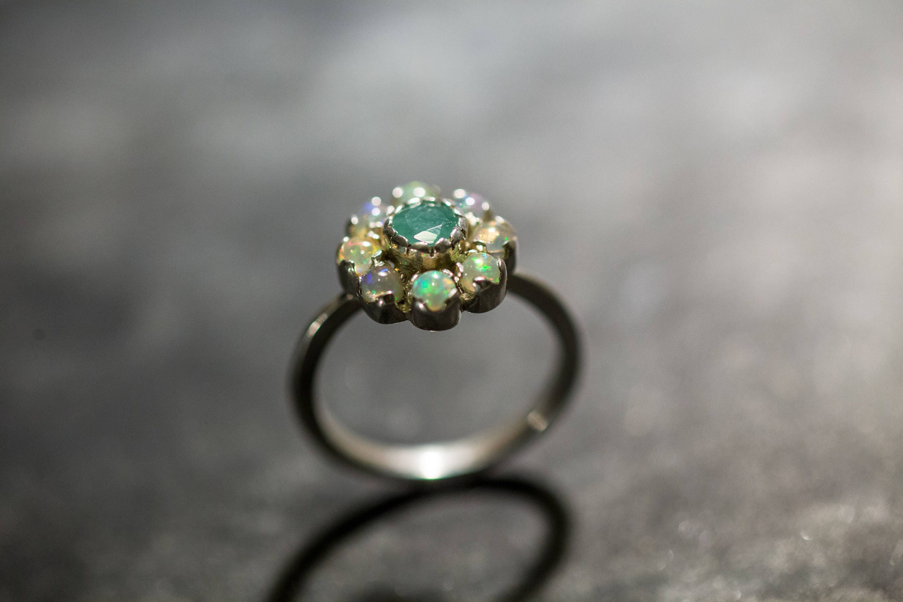 Emerald Ring Opal Ring Natural Emerald Ring Natural Opal | Etsy