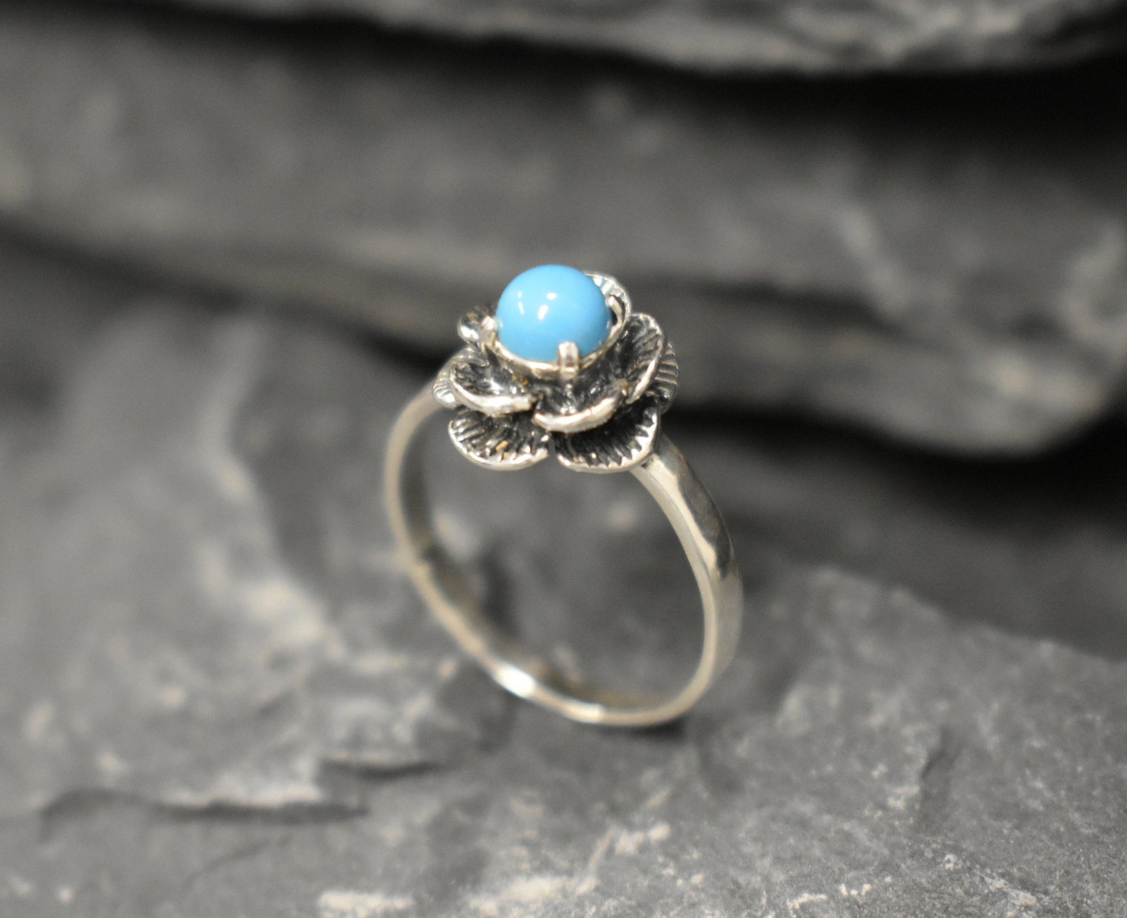 Turquoise Ring Natural Turquoise December Ring Silver | Etsy