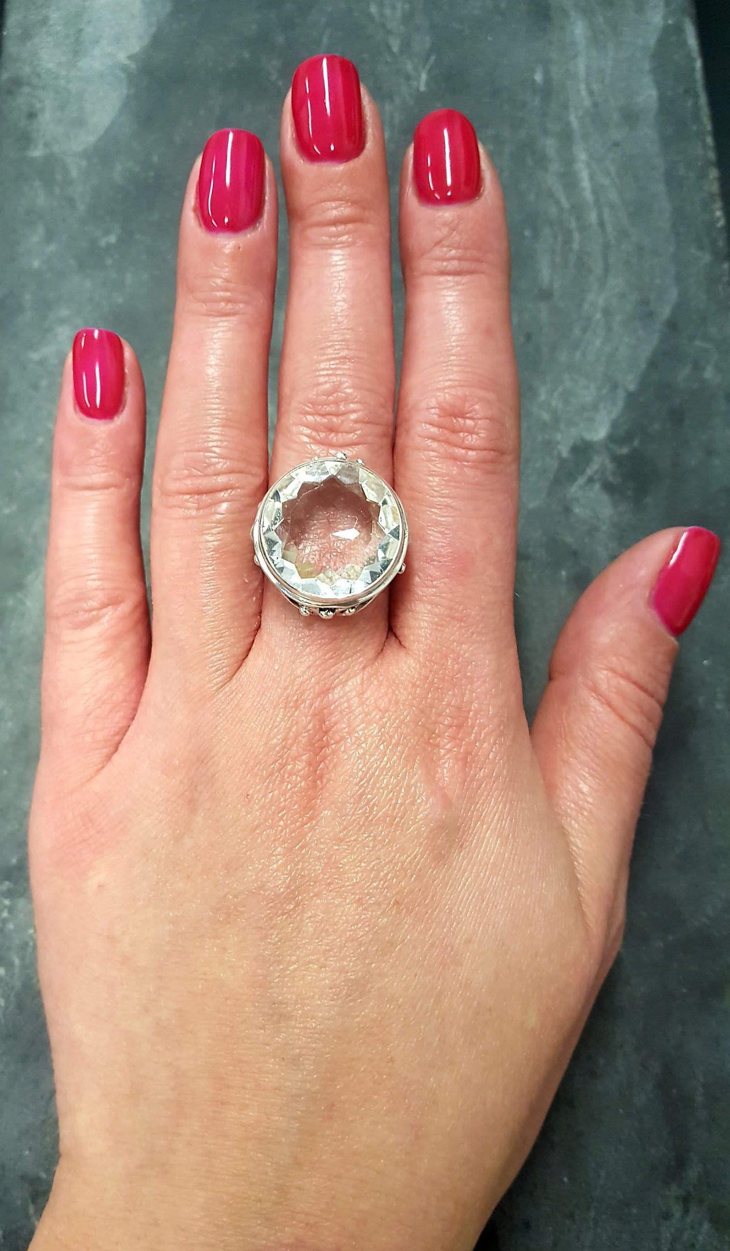 Large Topaz Ring Vintage Rings Natural Topaz White Topaz - Etsy UK