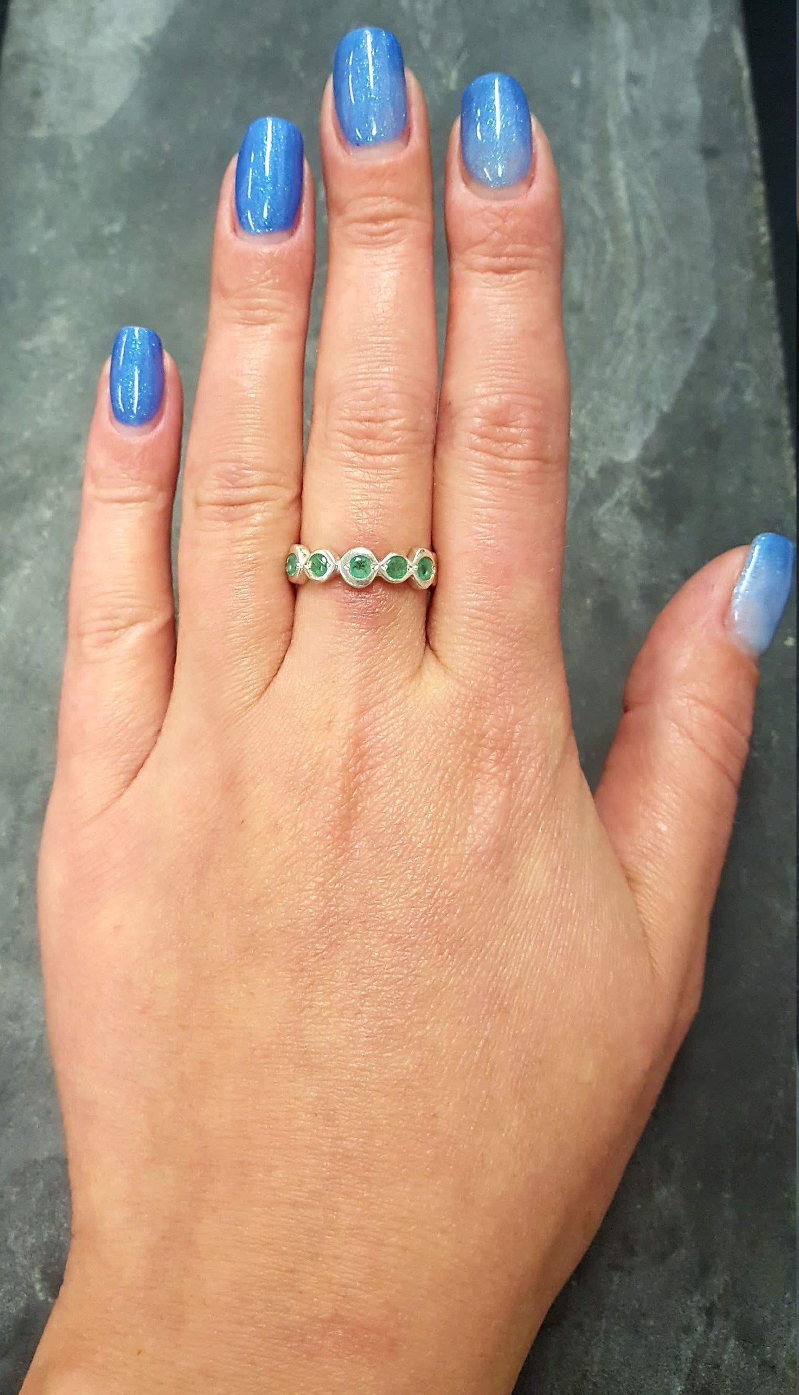 Emerald Band Natural Emerald Ring Stackable Band May | Etsy UK