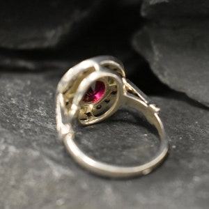 Red Vintage Ring, Ruby Ring, Created Ruby, Red Ruby Ring, Red Ring, Antique Ruby Ring, Vintage ...