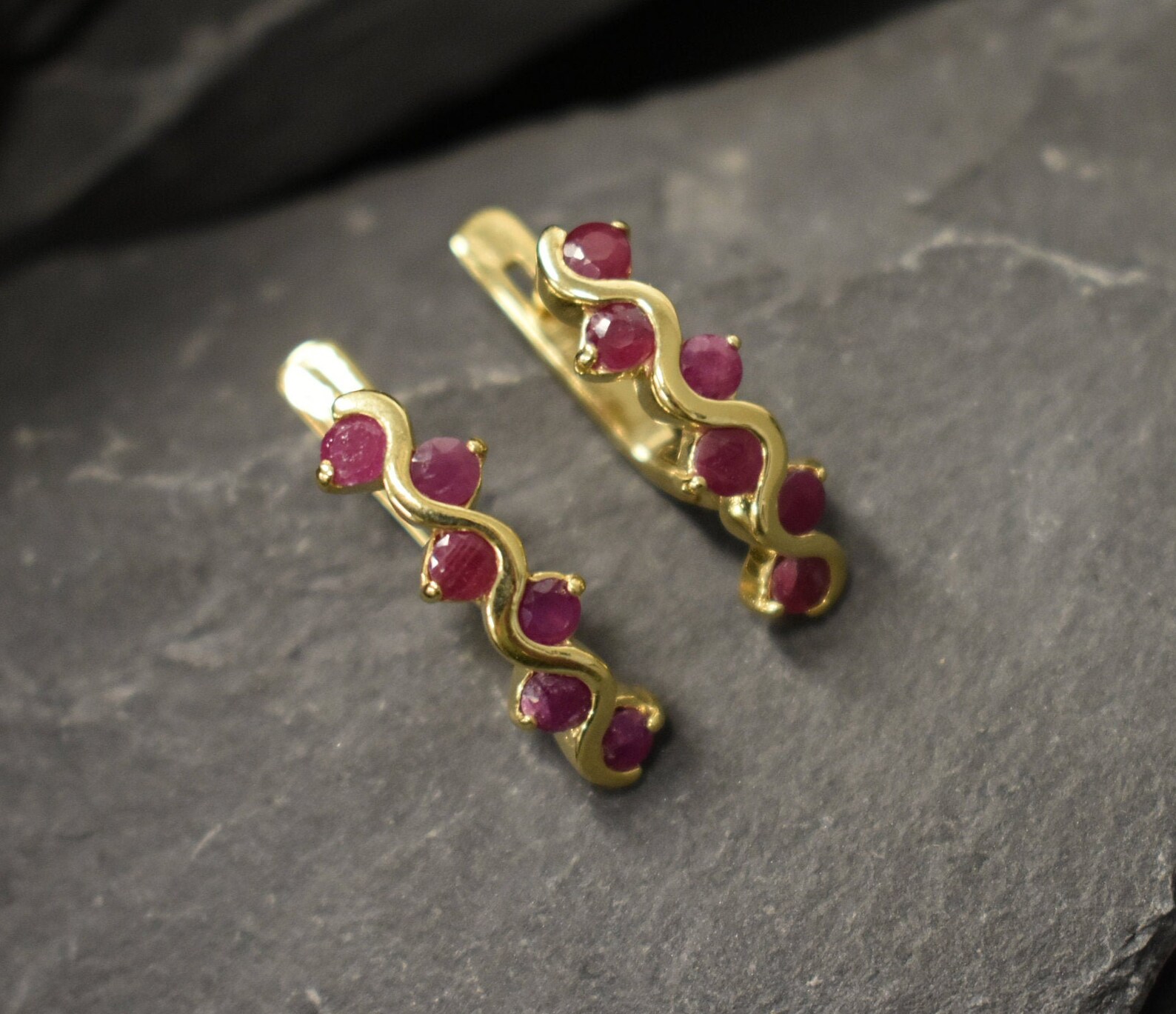 Gold Ruby Earrings Natural Ruby Vintage Earrings Gold - Etsy