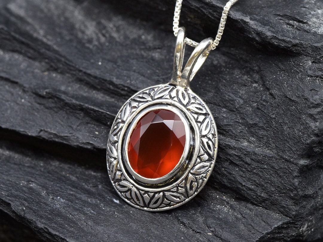 Red Carnelian Pendant, Oval Red Pendant, Natural Carnelian, Capricorn ...
