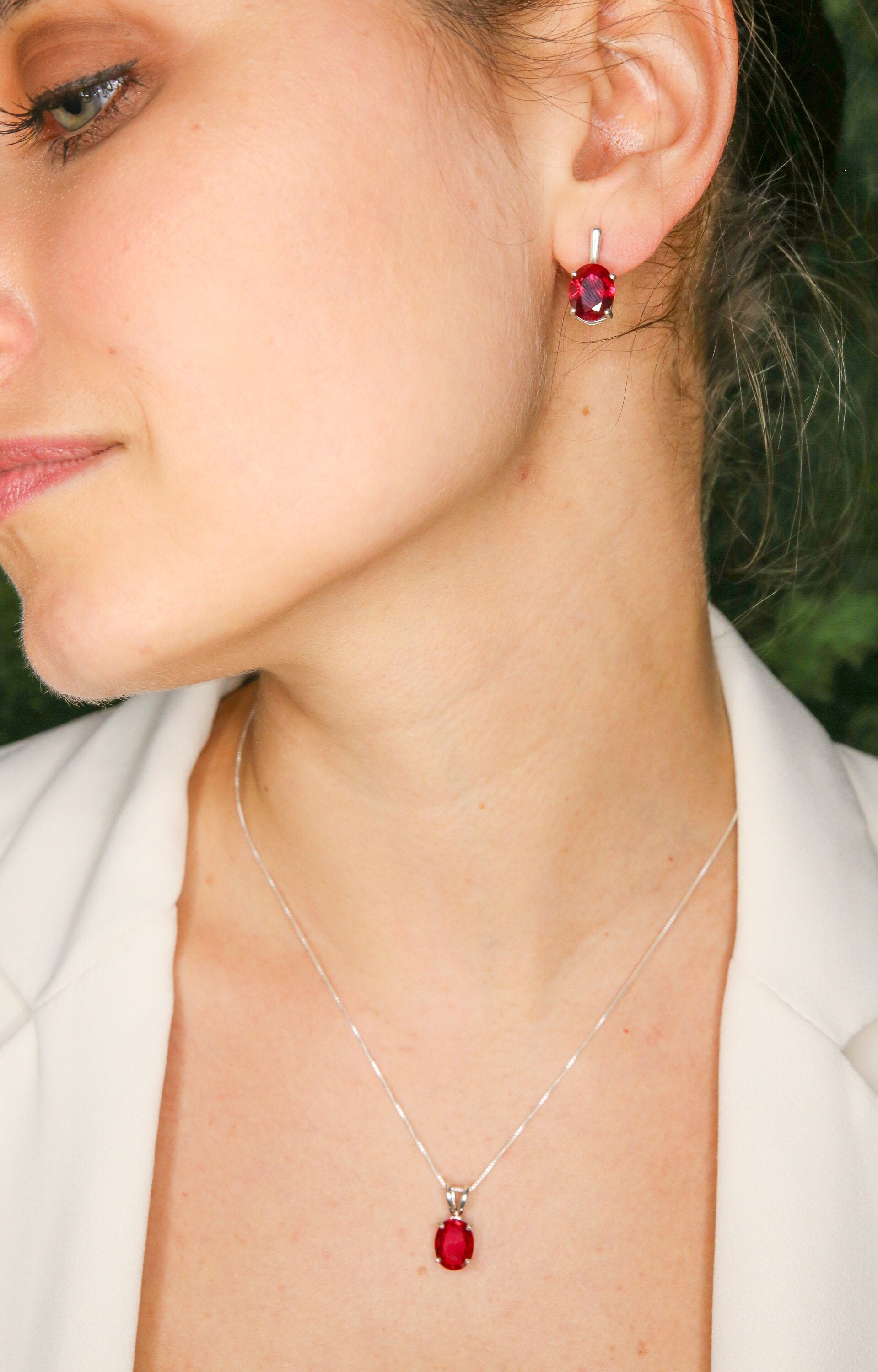 Ruby Earrings Created Ruby Red Oval Earrings Ruby Studs - Etsy