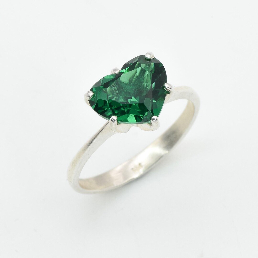 Emerald Heart Ring, Created Emerald, Green Heart Ring, Promise Ring ...