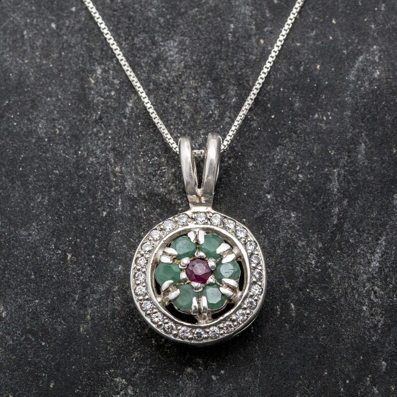 Emerald Pendant, Ruby Pendant, Flower Pendant, Natural Emerald, May ...