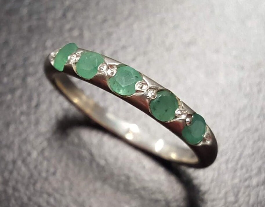 Emerald Band Natural Emerald Stackable Ring May Birthstone - Etsy UK