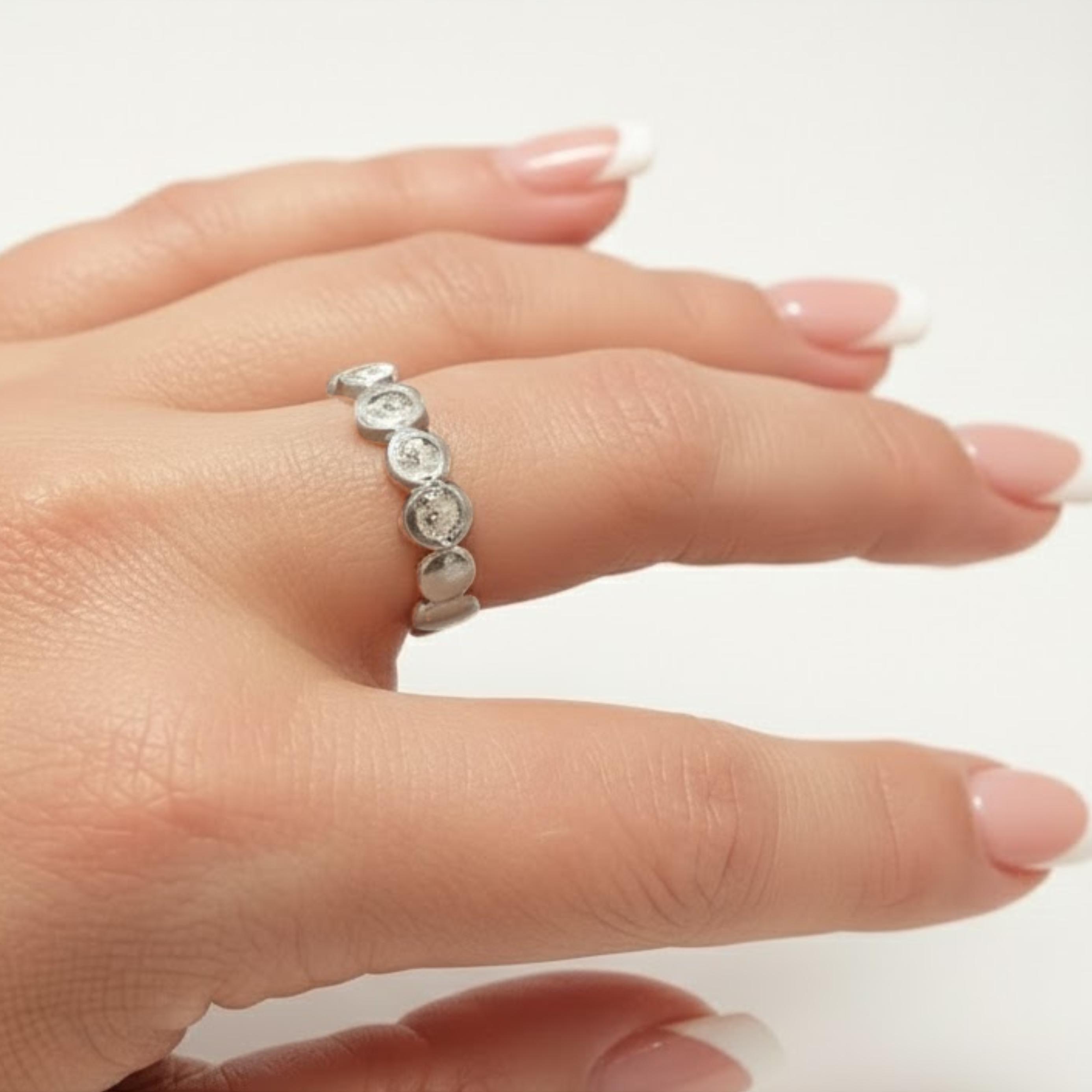 White Gold Band, Diamond Band, Created Diamond, Bubble Band, Stackable ...