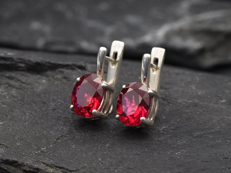Ruby Earrings Created Ruby Red Oval Earrings Ruby Studs - Etsy
