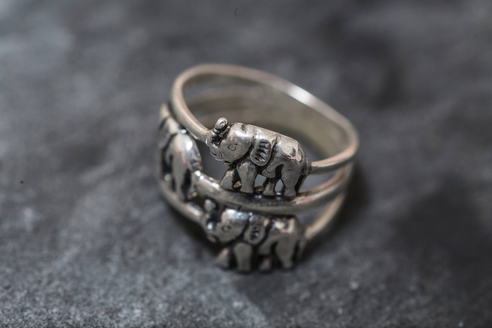 Elephant Ring Solid Silver Ring Triple Ring Sterling Silver - Etsy