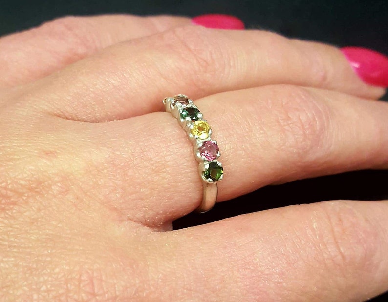 Tourmaline Ring Natural Tourmaline Half Eternity Band | Etsy