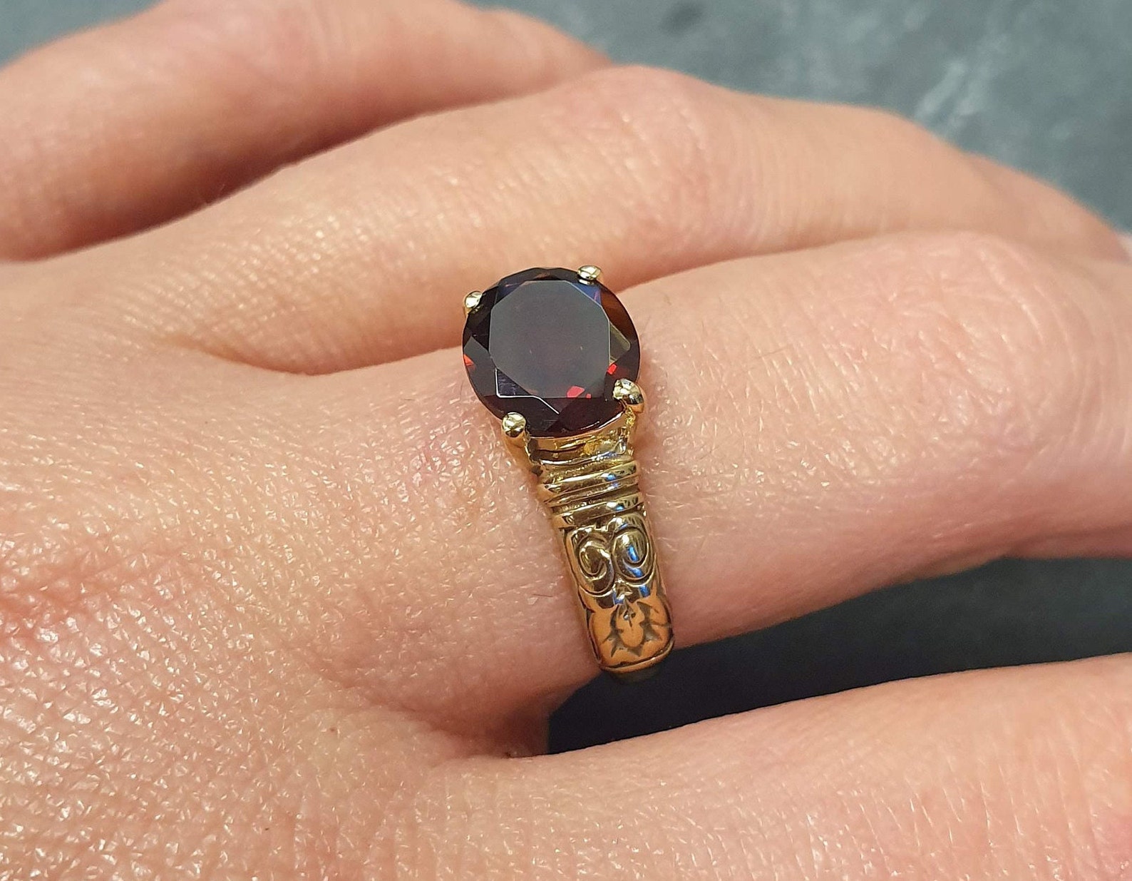 Gold Garnet Ring Garnet Ring Natural Garnet January - Etsy