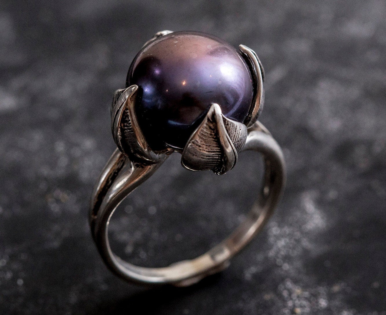 Black Pearl Ring Genuine Pearl Pearl Promise Ring Vintage - Etsy UK