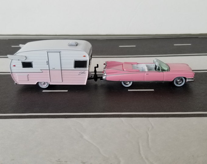 1959 Cadillac Convertible Towing A 1961 Shasta Travel Trailer 1/64 ...