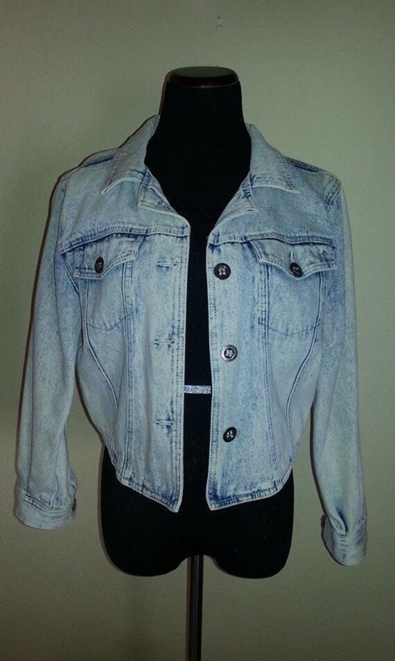 80's Stonewashed Denim - Bolero Style Jacket - Size M… - Gem